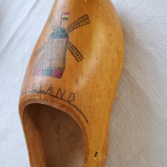 Holland | Accents | Vintage Wooden Dutch Shoe Clog Windmill Red Toe ...